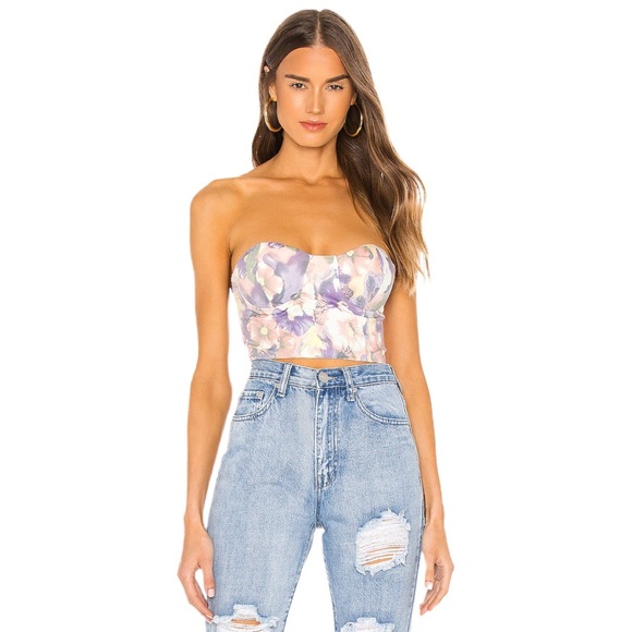 superdown | Tops | Superdown Floral Print Sweetheart Cut Crop Top | Poshmark